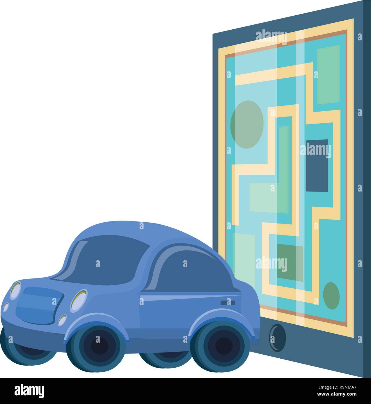 paper map guide with car vector illustration design Stock Vector Image ...
