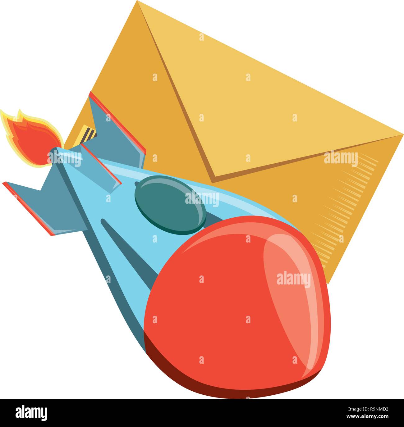 rocket launcher with envelope mail vector illustration design Stock ...