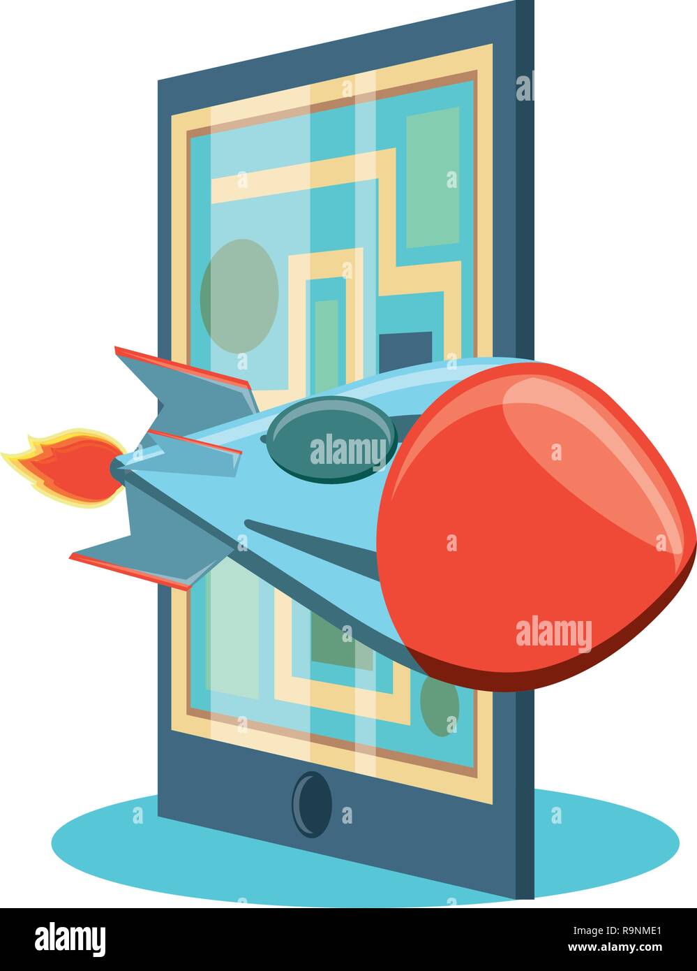 rocket launcher with paper map vector illustration design Stock Vector ...