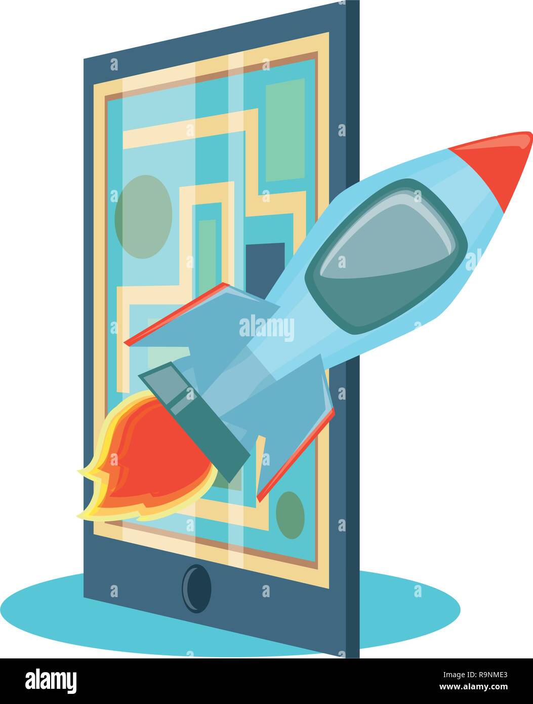 rocket launcher with paper map vector illustration design Stock Vector ...