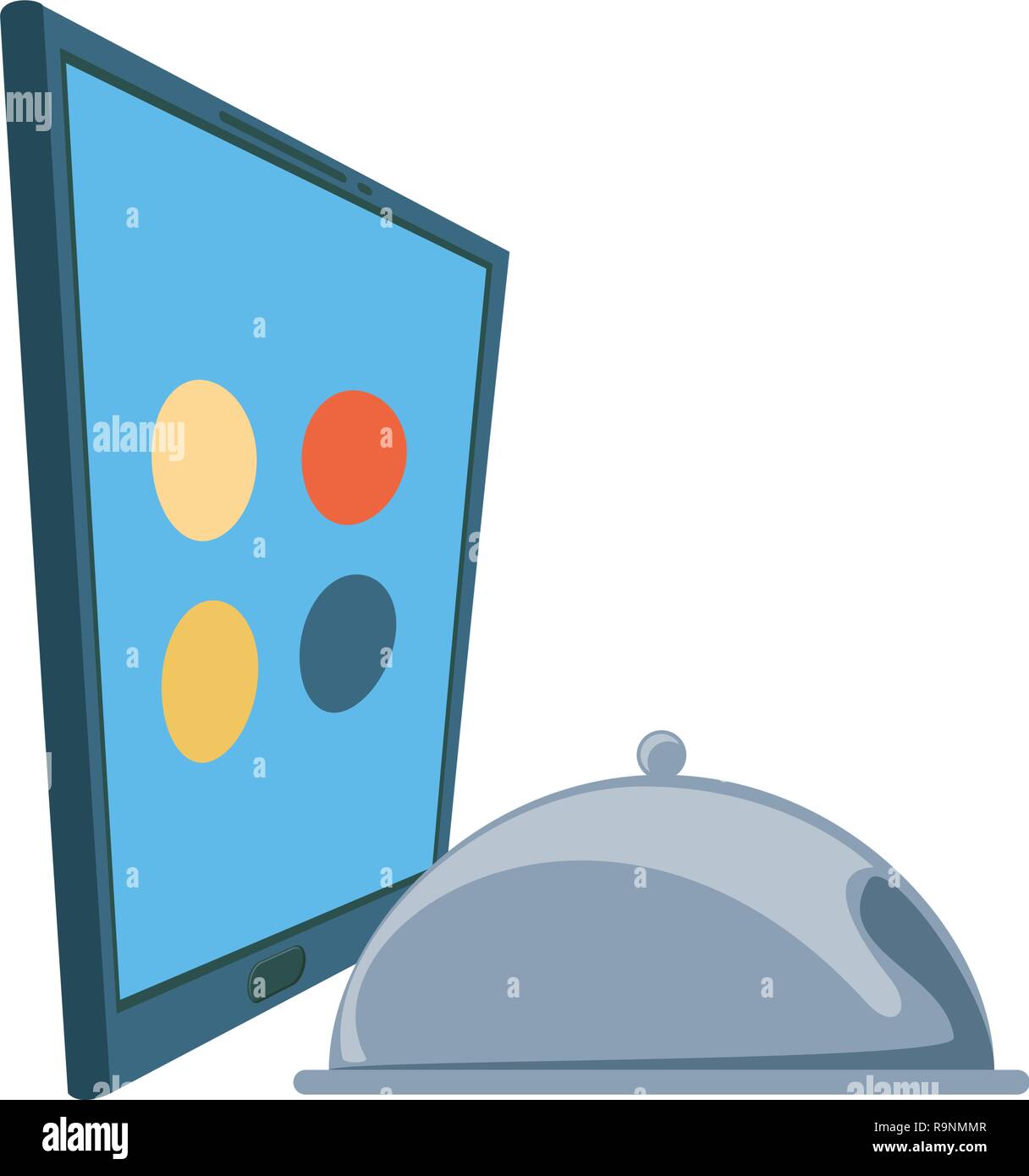 smartphone with delivery food app and tray server vector illustration ...