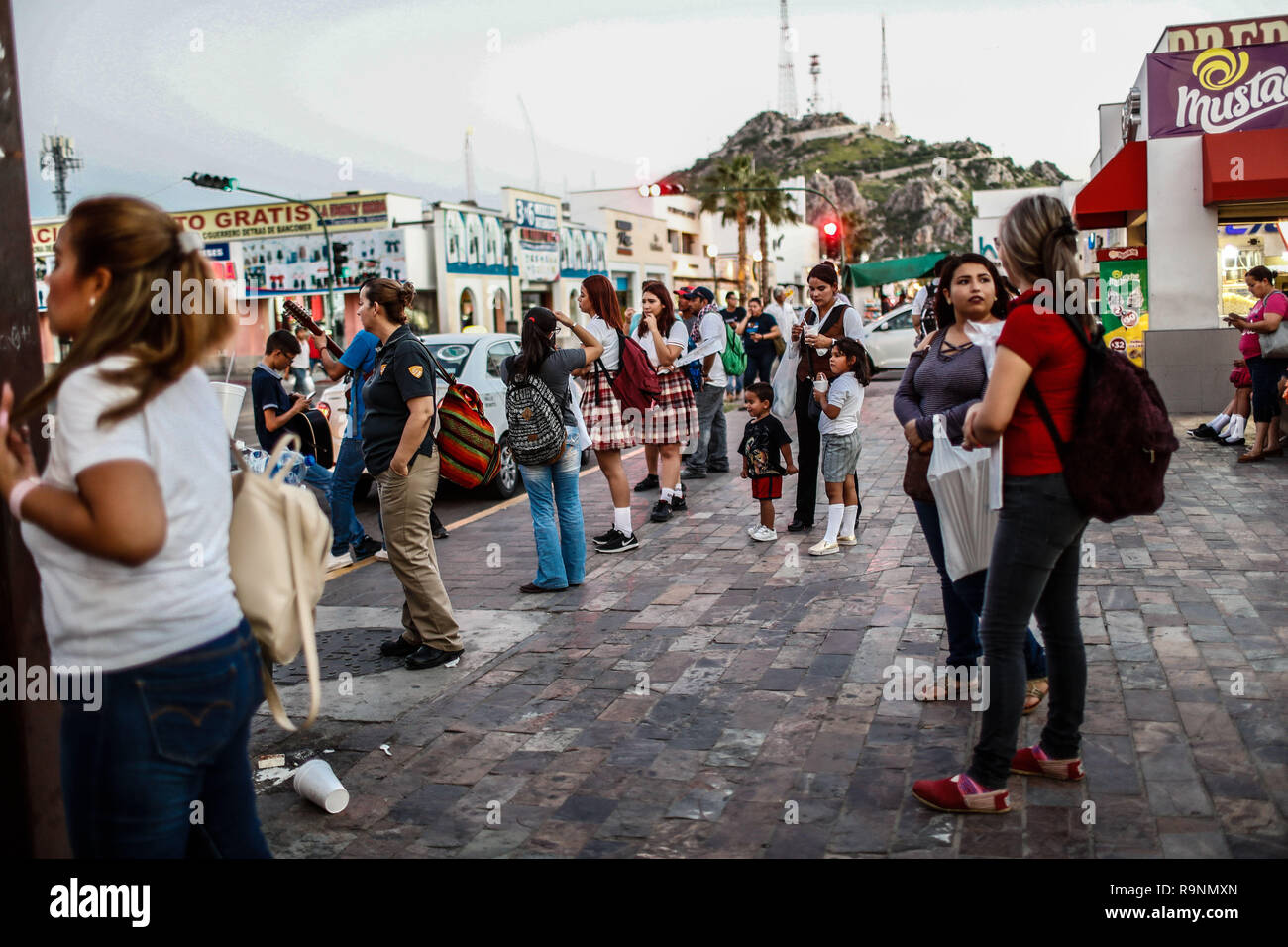 People wait for urban transport. Daily life in the historic center of ...