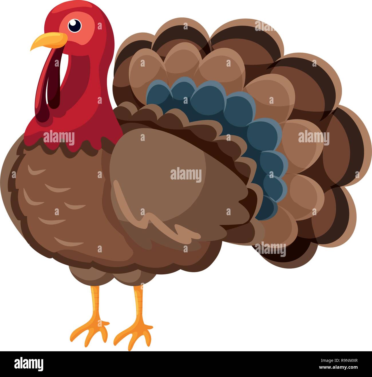 cartoon turkey icon over white background, colorful design, vector ...