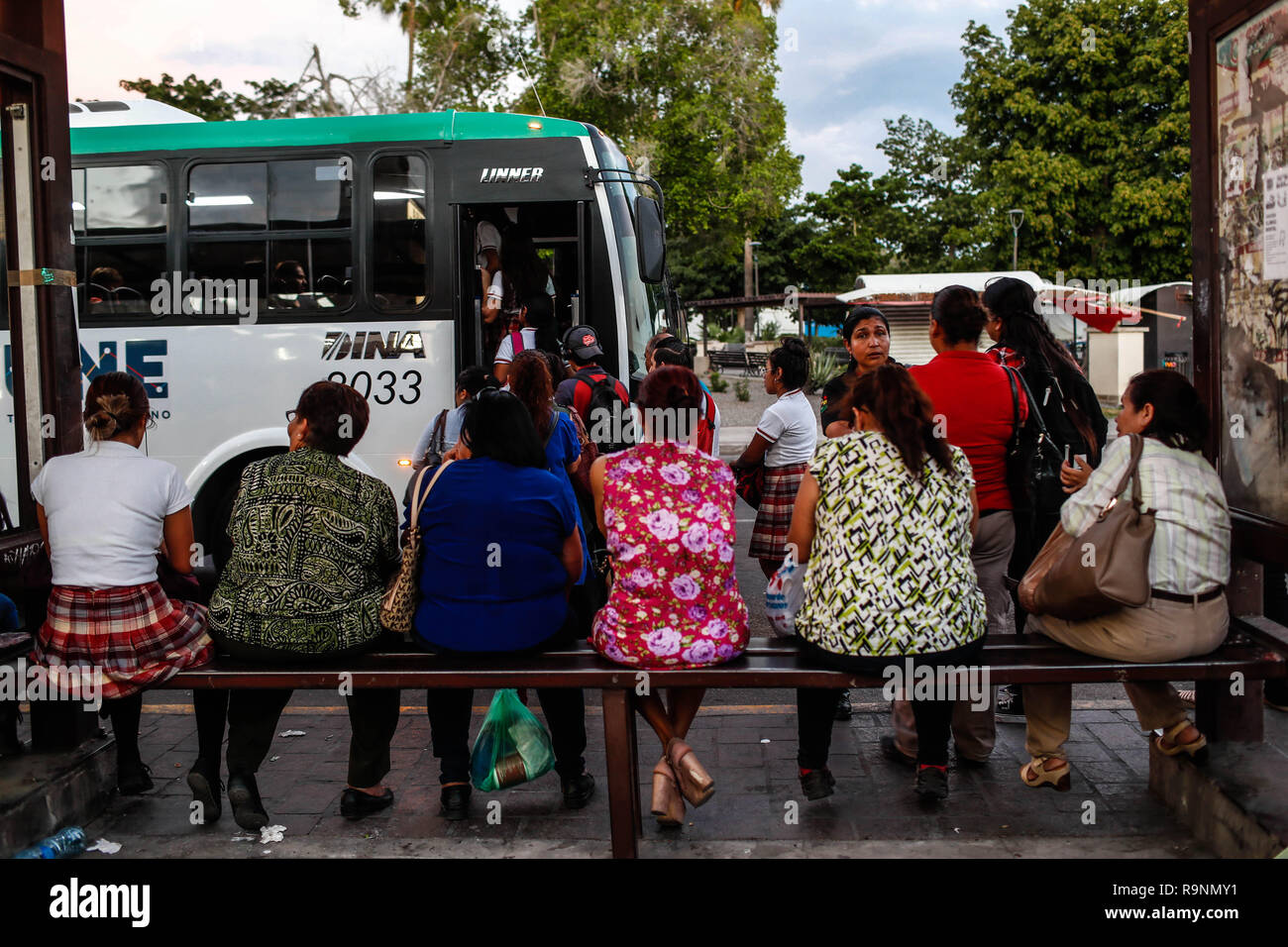 People wait for urban transport. Daily life in the historic center of ...