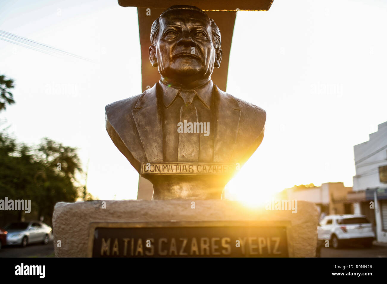 Bronze bust in honor of Matias Cazares Yepiz, who was a recognized ...
