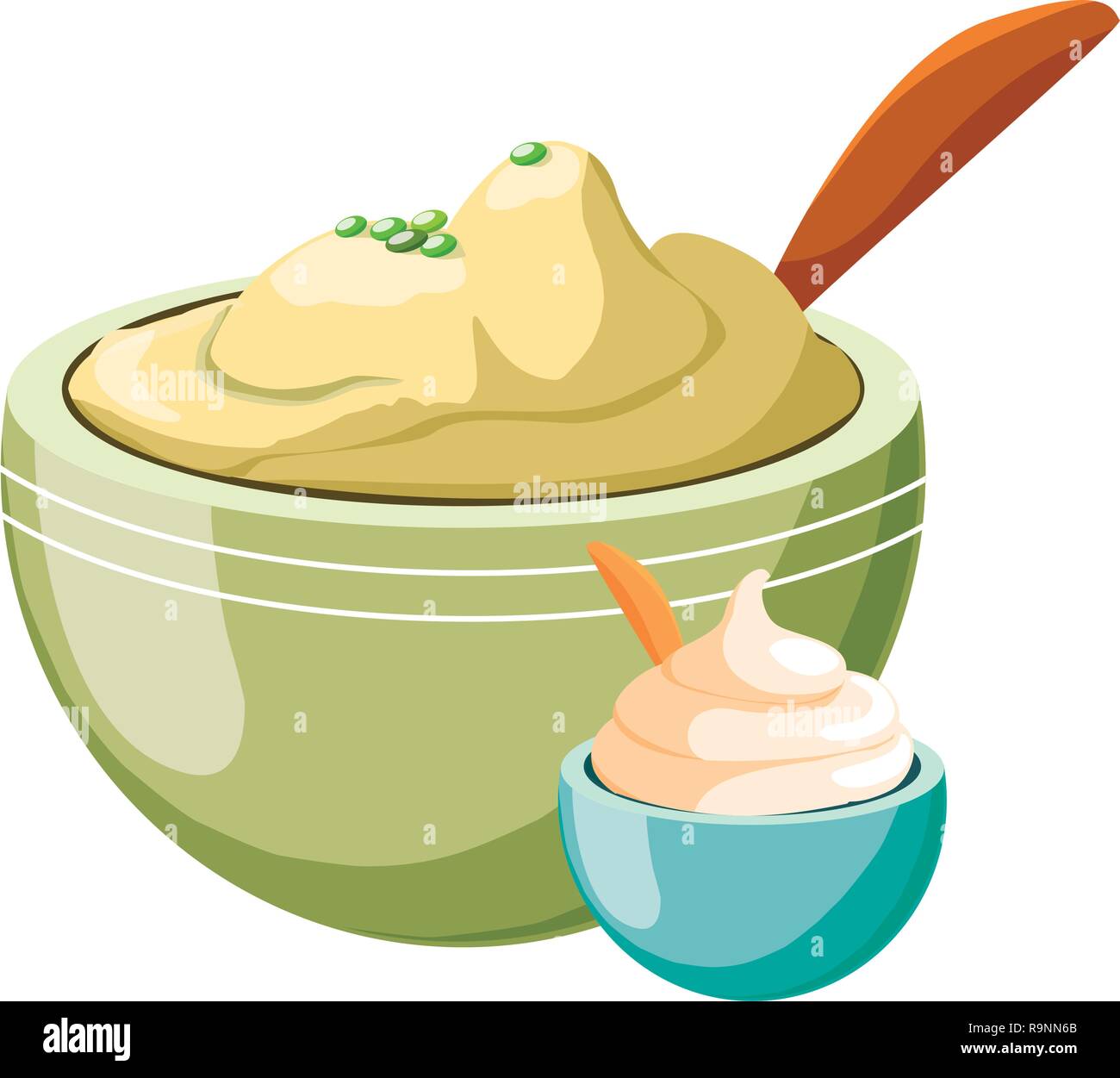 mashed potatoes over white background, colorful design, vector ...