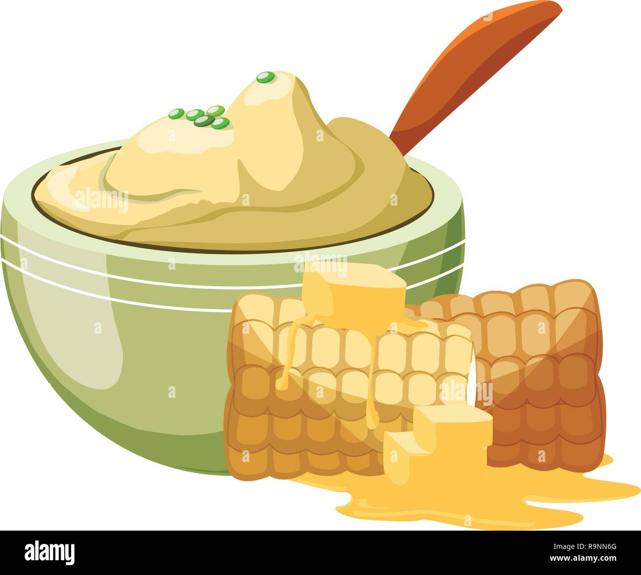 mashed potatoes over white background, colorful design, vector ...