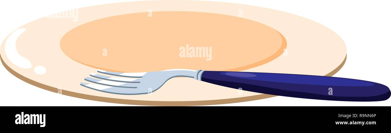 plate and fork over white background, colorful design, vector ...