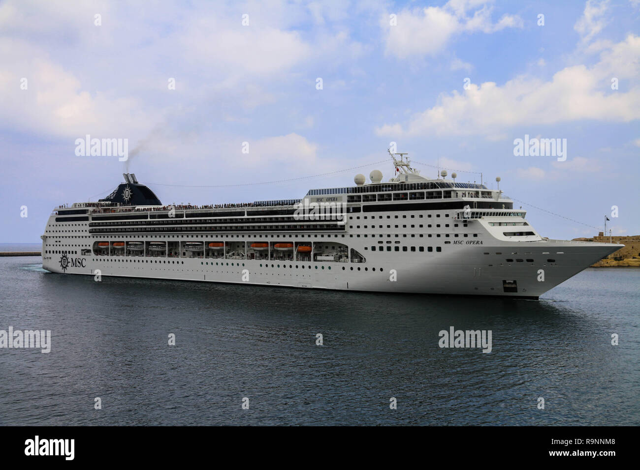 MSC Opera big cruiser ship entering to Valletta's harbour at Valletta, Malta Stock Photo - Alamy
