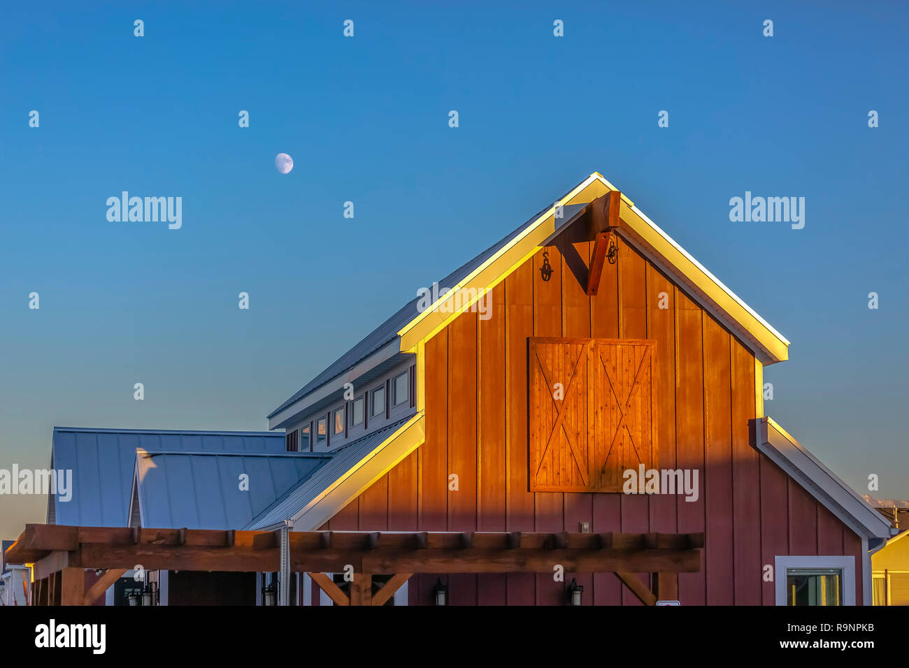 Clubhouse that looks like a barn in Utah Valley Stock Photo - Alamy
