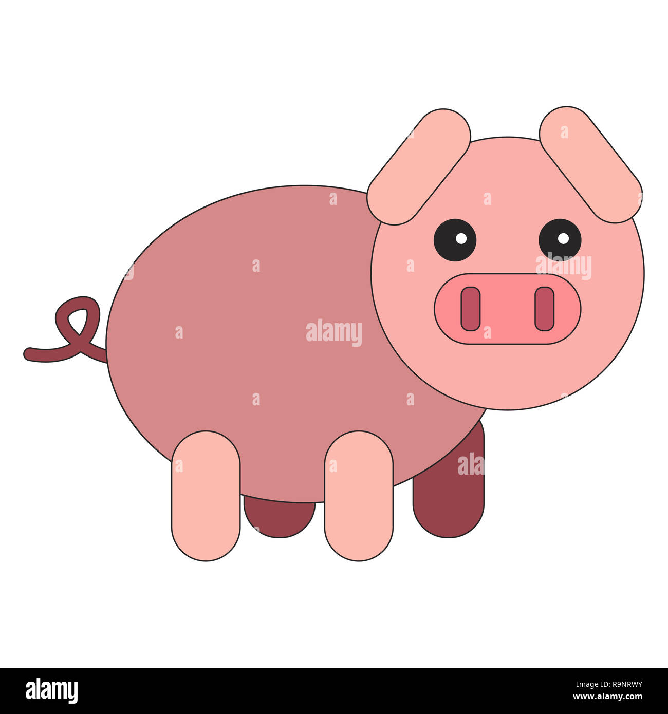 artoon pig in flat style isolated on white background Stock Photo - Alamy