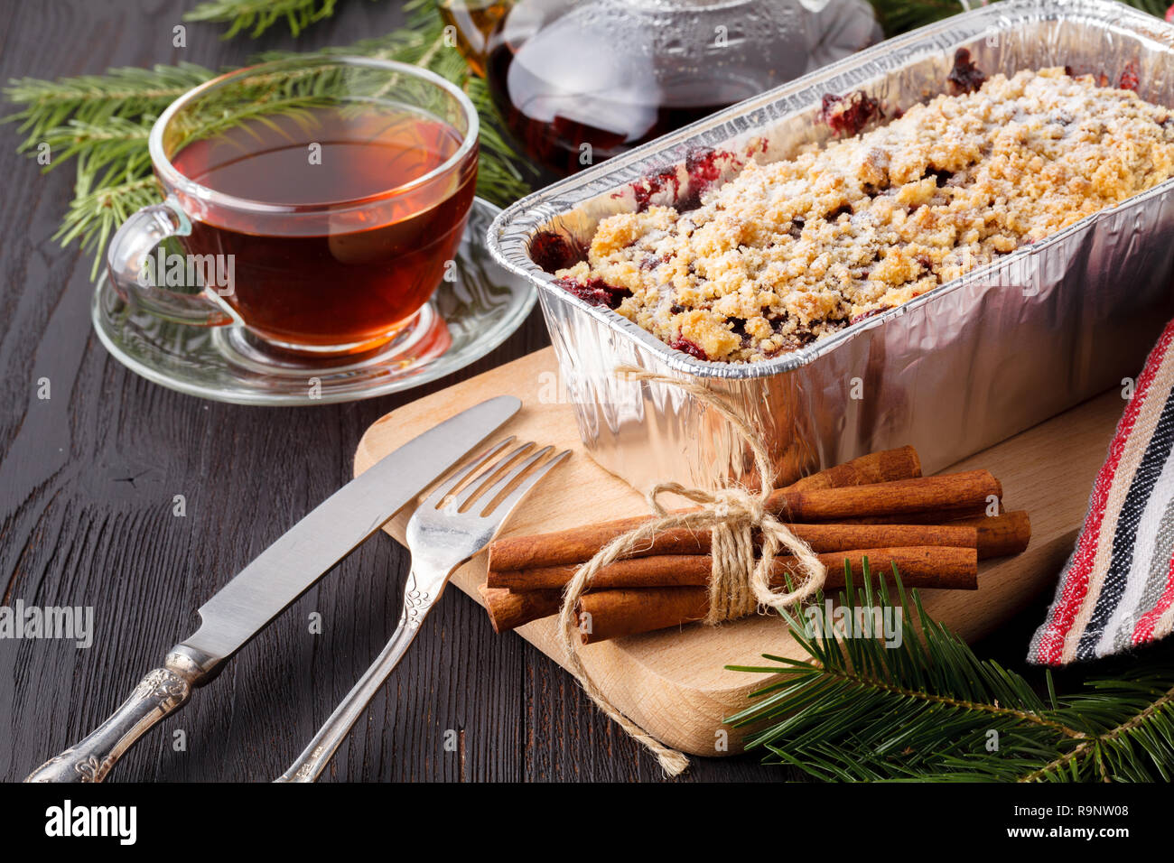 Fruit cake in rectangular pan Stock Photo - Alamy