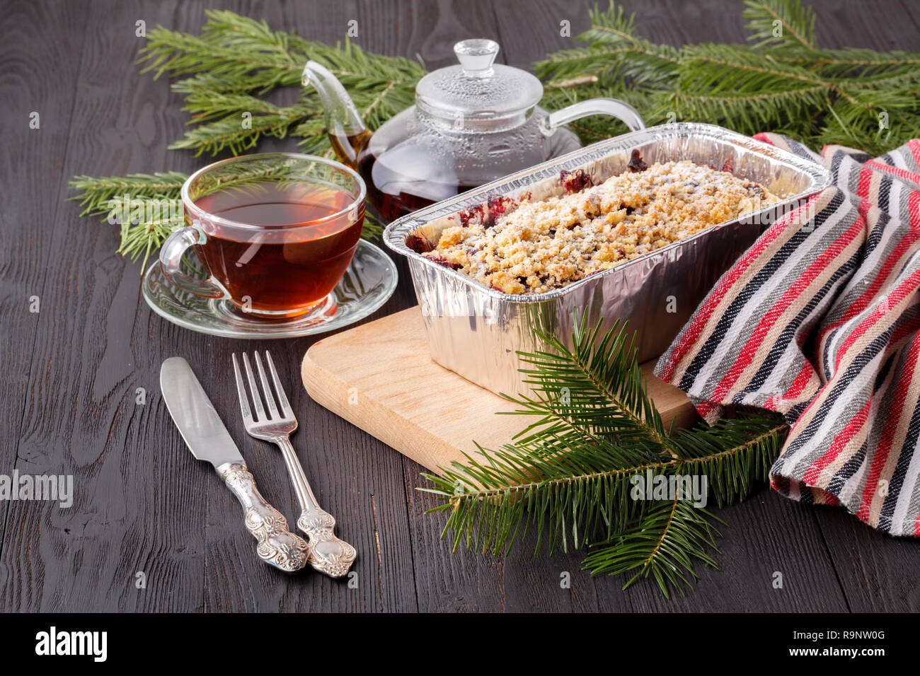 Fruit cake in rectangular pan Stock Photo - Alamy
