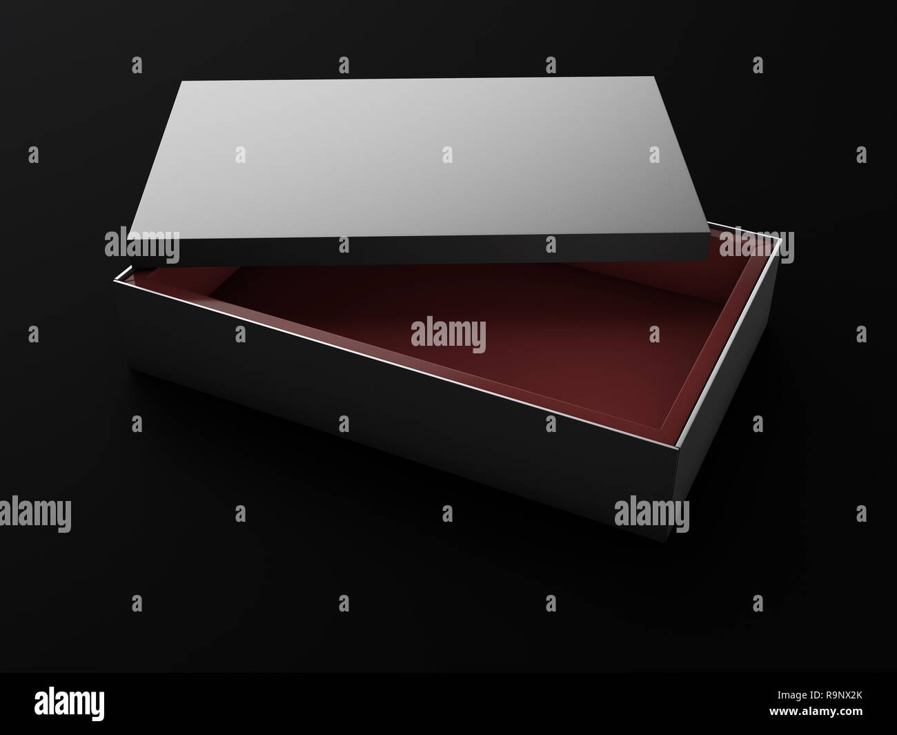 Black empty box on black background. Template for your presentation ...