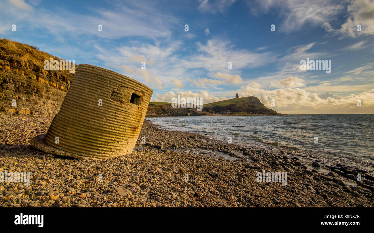 World War Two Pill Box Gun Emplacement looking towards Clavell Tower at ...