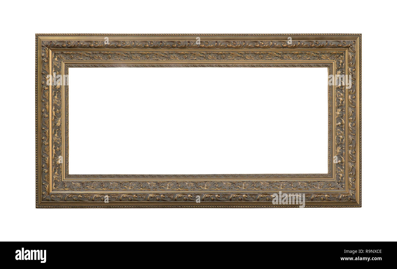Vintage bronze rectangle metal frame isolated on white Stock Photo - Alamy