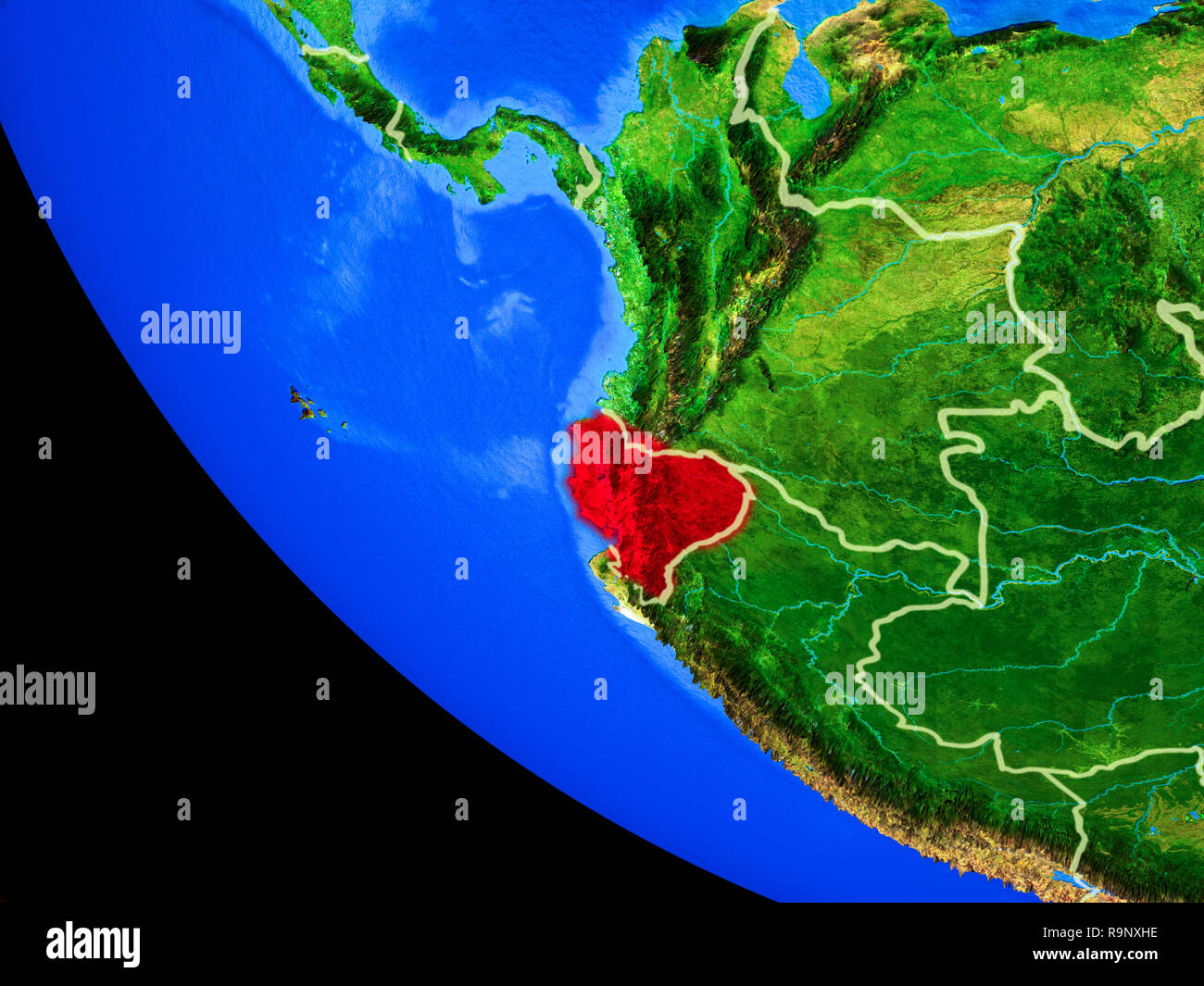 Ecuador on realistic model of planet Earth with country borders and ...