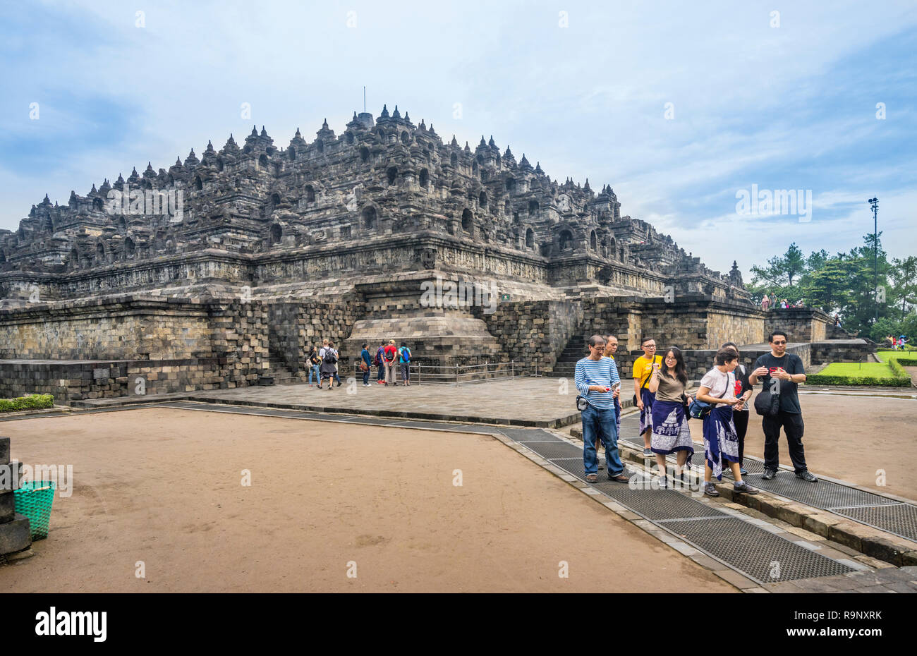 view of the mandala step pyramid that forms 9th century Borobudur ...