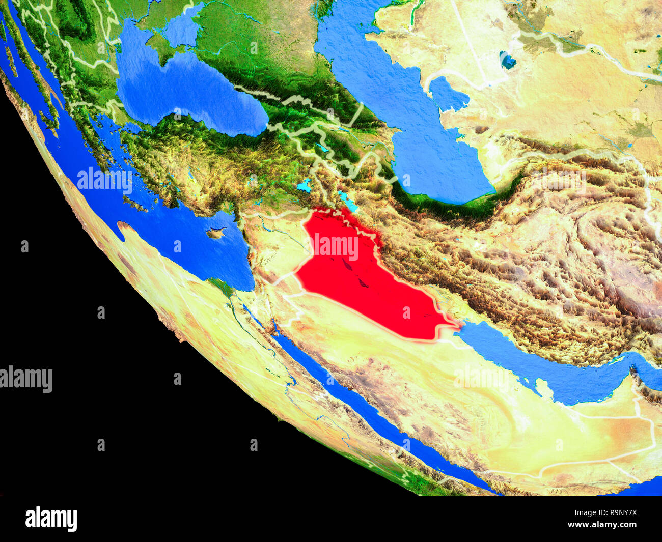 Iraq on realistic model of planet Earth with country borders and very ...