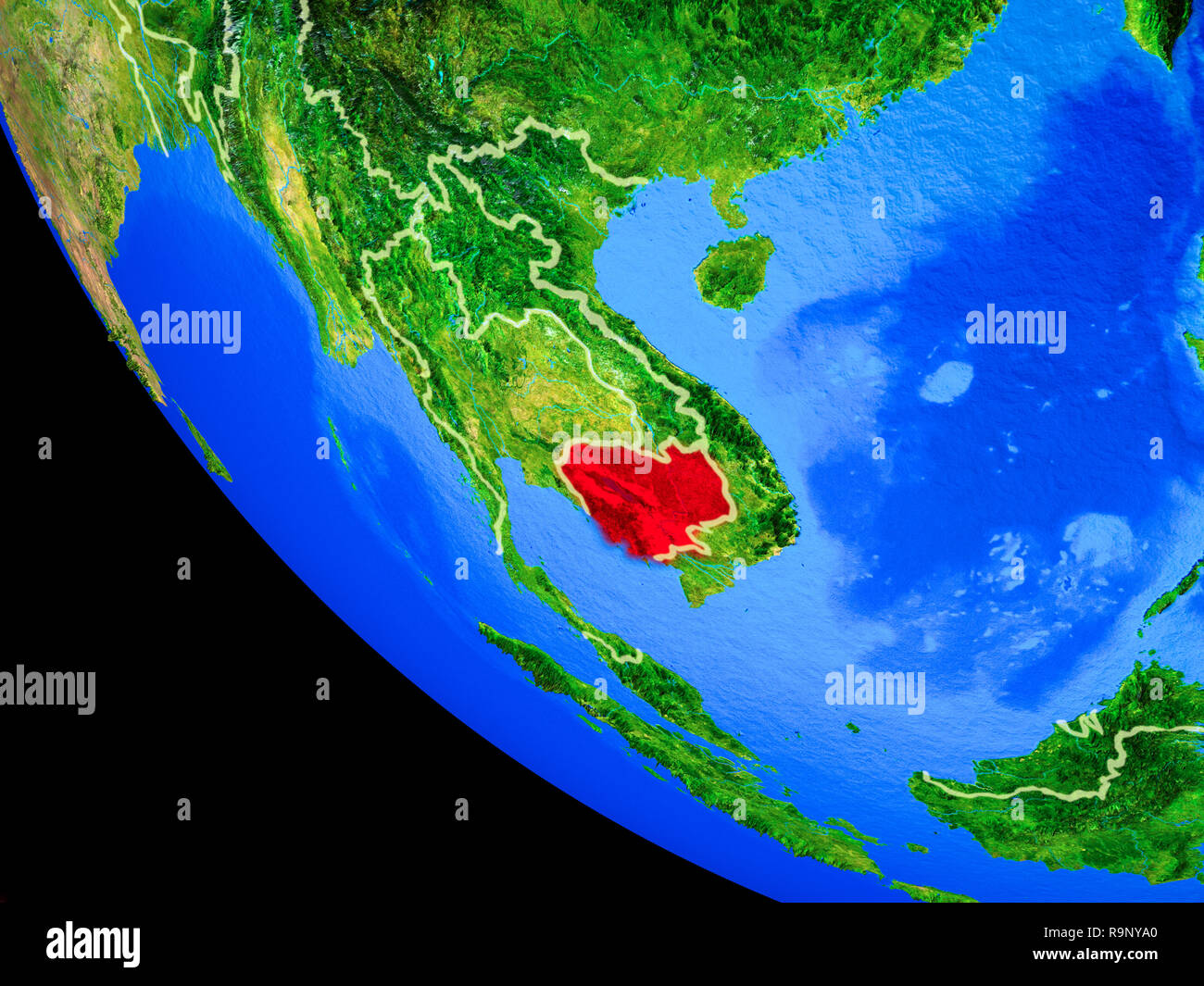 Cambodia 3d map borders hi-res stock photography and images - Alamy