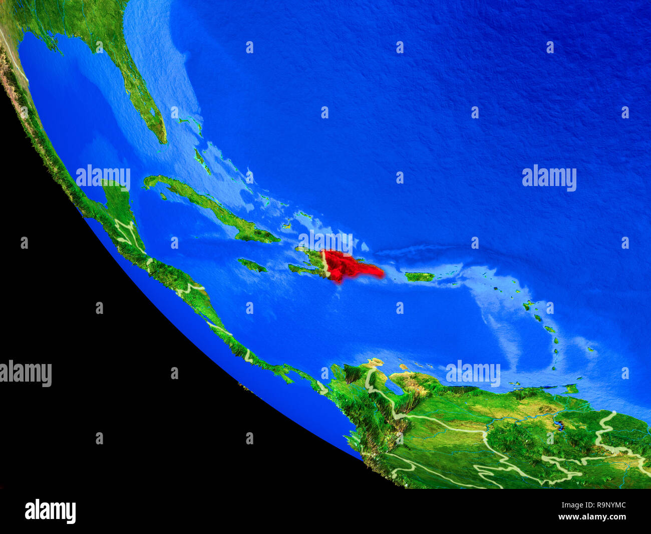 Dominican Republic on realistic model of planet Earth with country ...