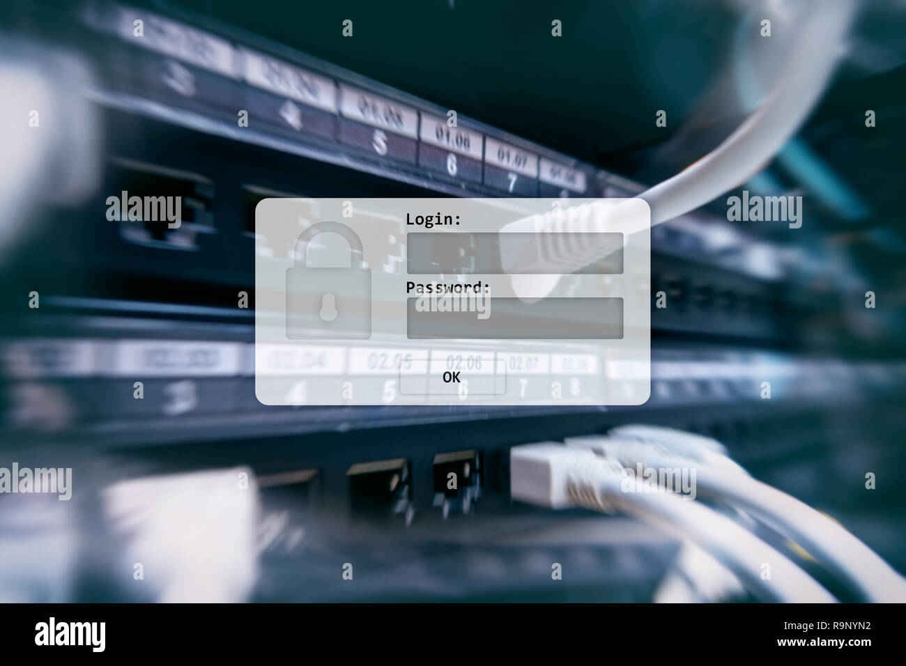 Server room, login and password request, data access and security Stock ...