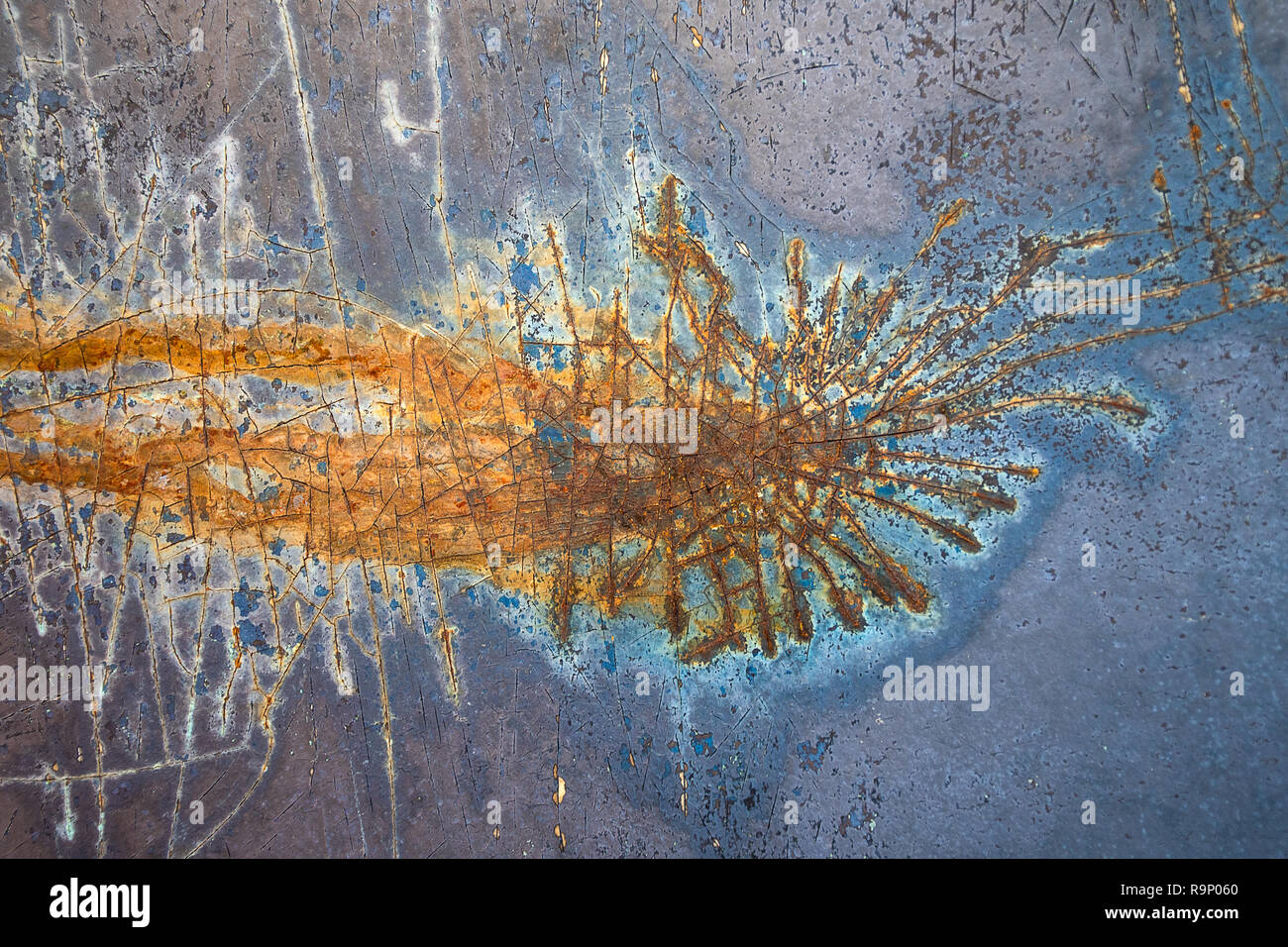 Metal texture blue paint rust hi-res stock photography and images - Alamy