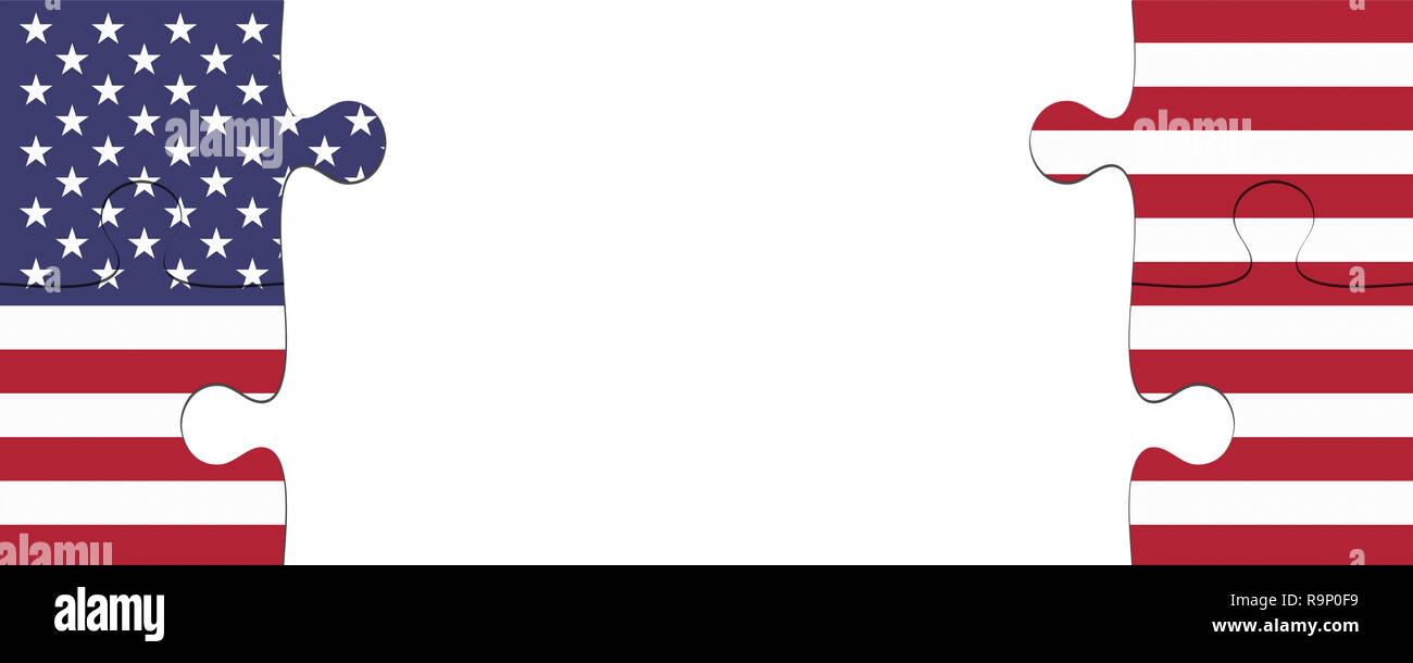 US Flag Jigsaw Puzzle With Copy Space, 3d illustration background Stock ...