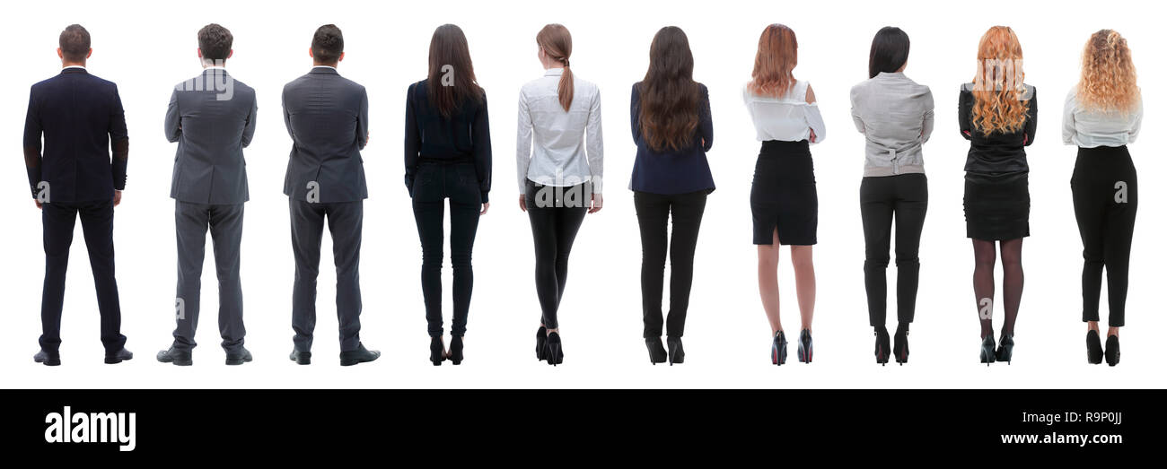 rear view. business team looking forward. isolated on white Stock Photo ...