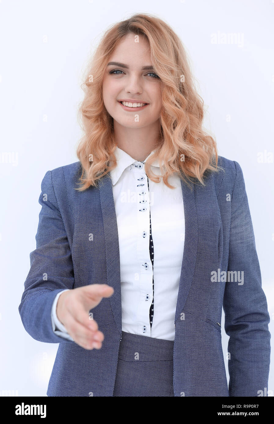 Smiling business woman stretching hi-res stock photography and images - Alamy