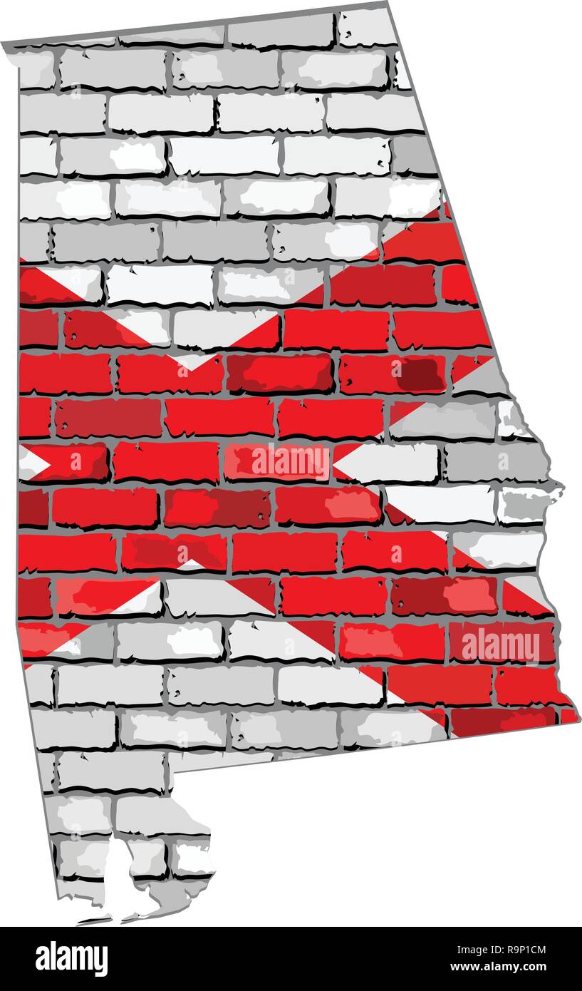 Alabama map on a brick wall - Illustration, The state of Alabama map ...