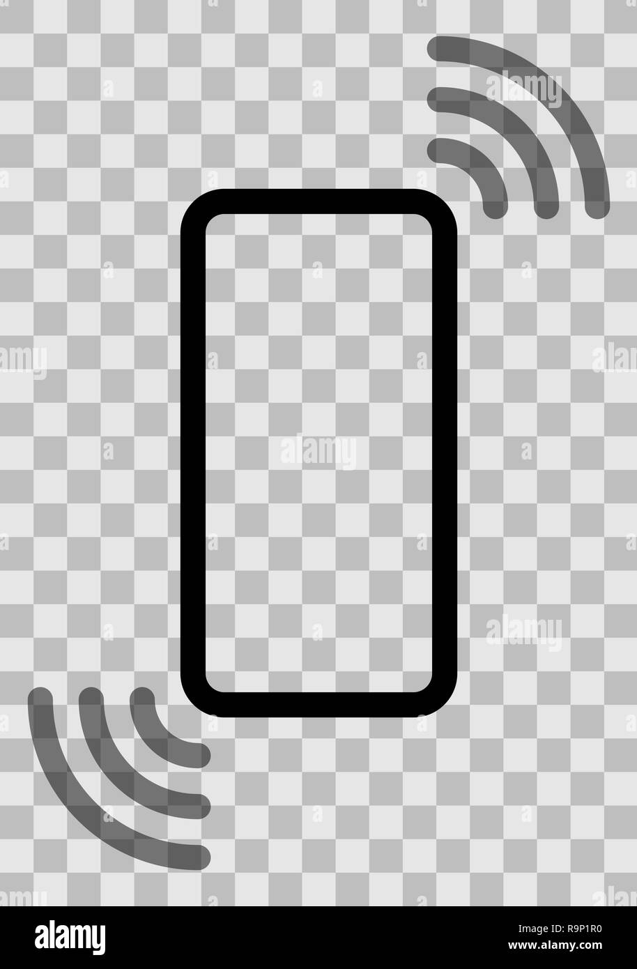 Smartphone with waves symbol icon - black transparent simple flat ...