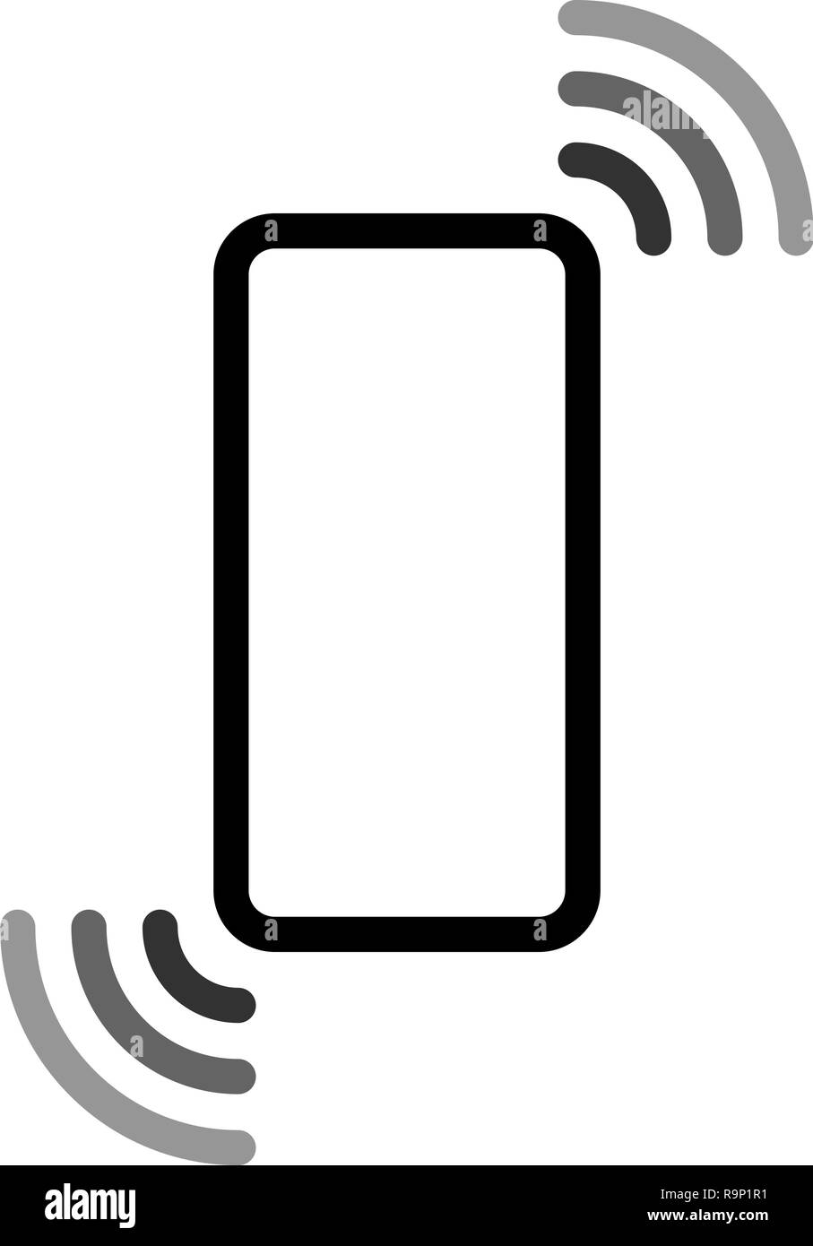 Smartphone with waves symbol icon - black gray simple flat - vector illustration Stock Vector ...