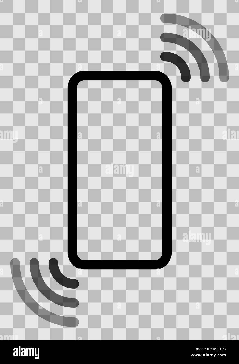 Smartphone with waves symbol icon - black transparent simple flat - vector illustration Stock ...