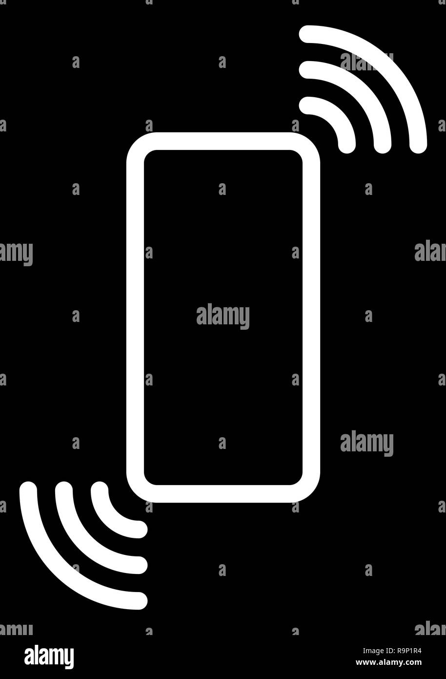 Smartphone with waves symbol icon - white simple flat - vector ...