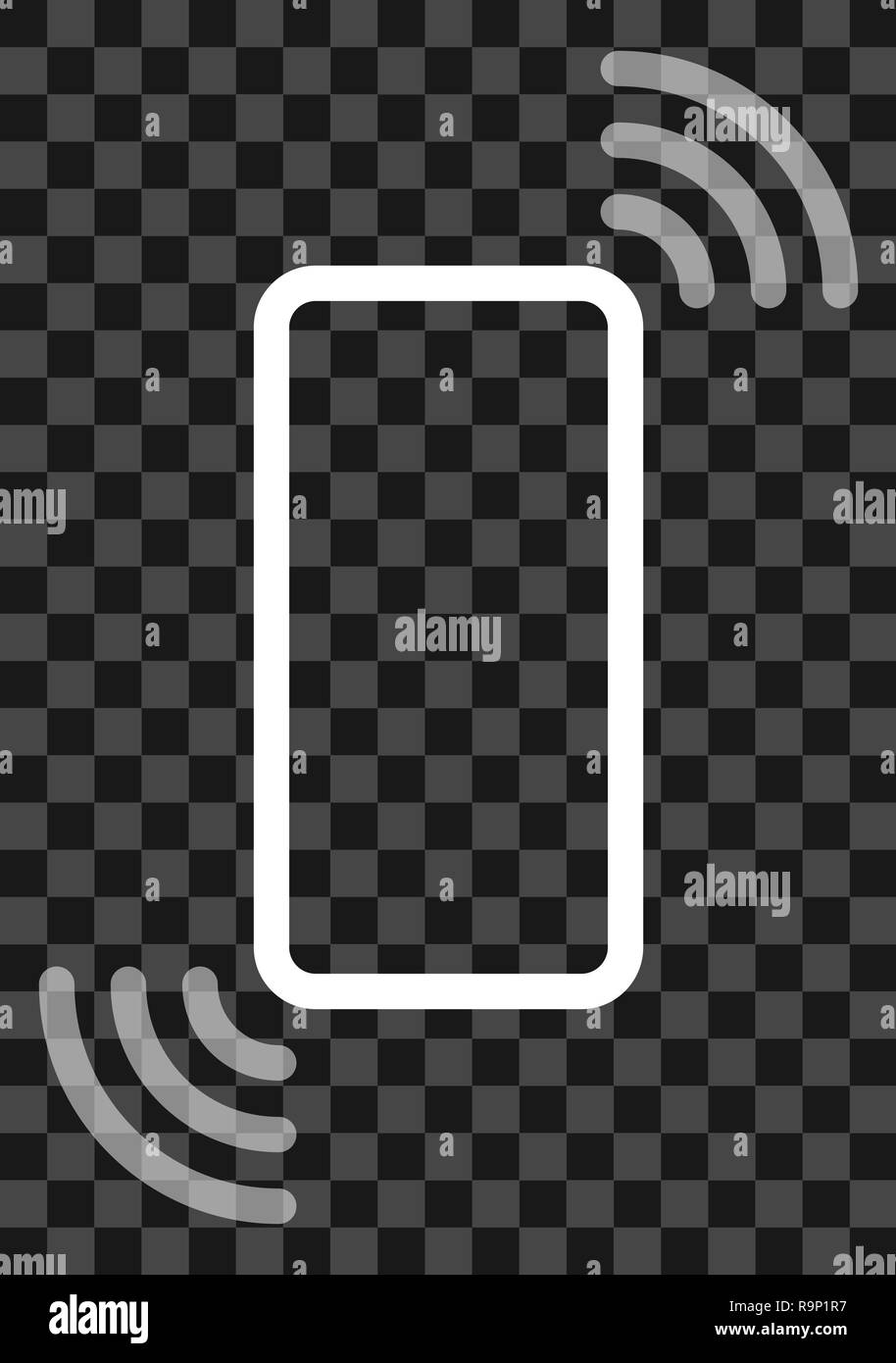 Smartphone with waves symbol icon - white transparent simple flat - vector illustration Stock ...