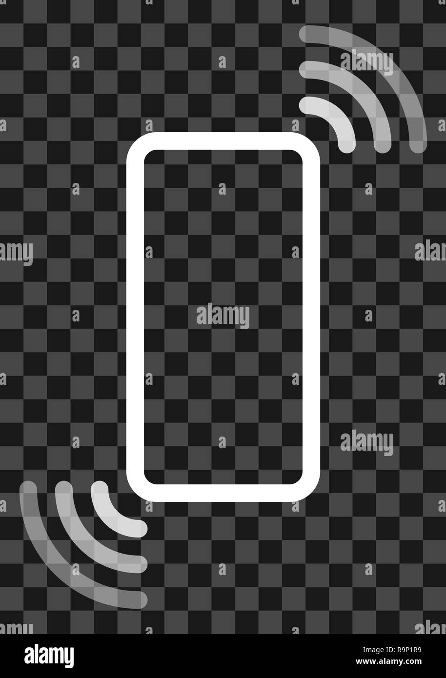 Smartphone with waves symbol icon - white transparent simple flat ...