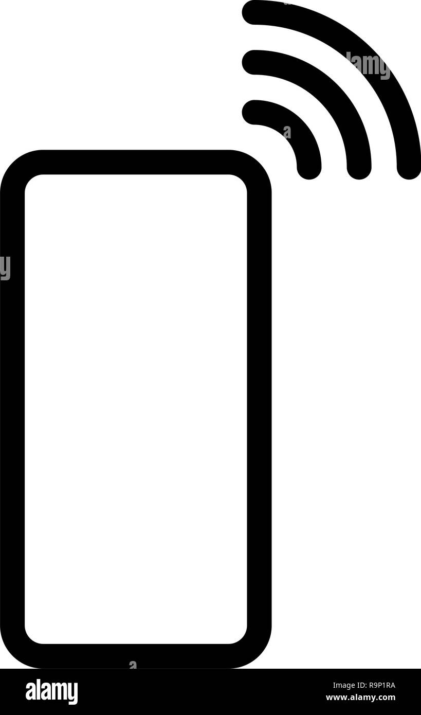 Smartphone with waves symbol icon - black simple flat - vector illustration Stock Vector Image ...