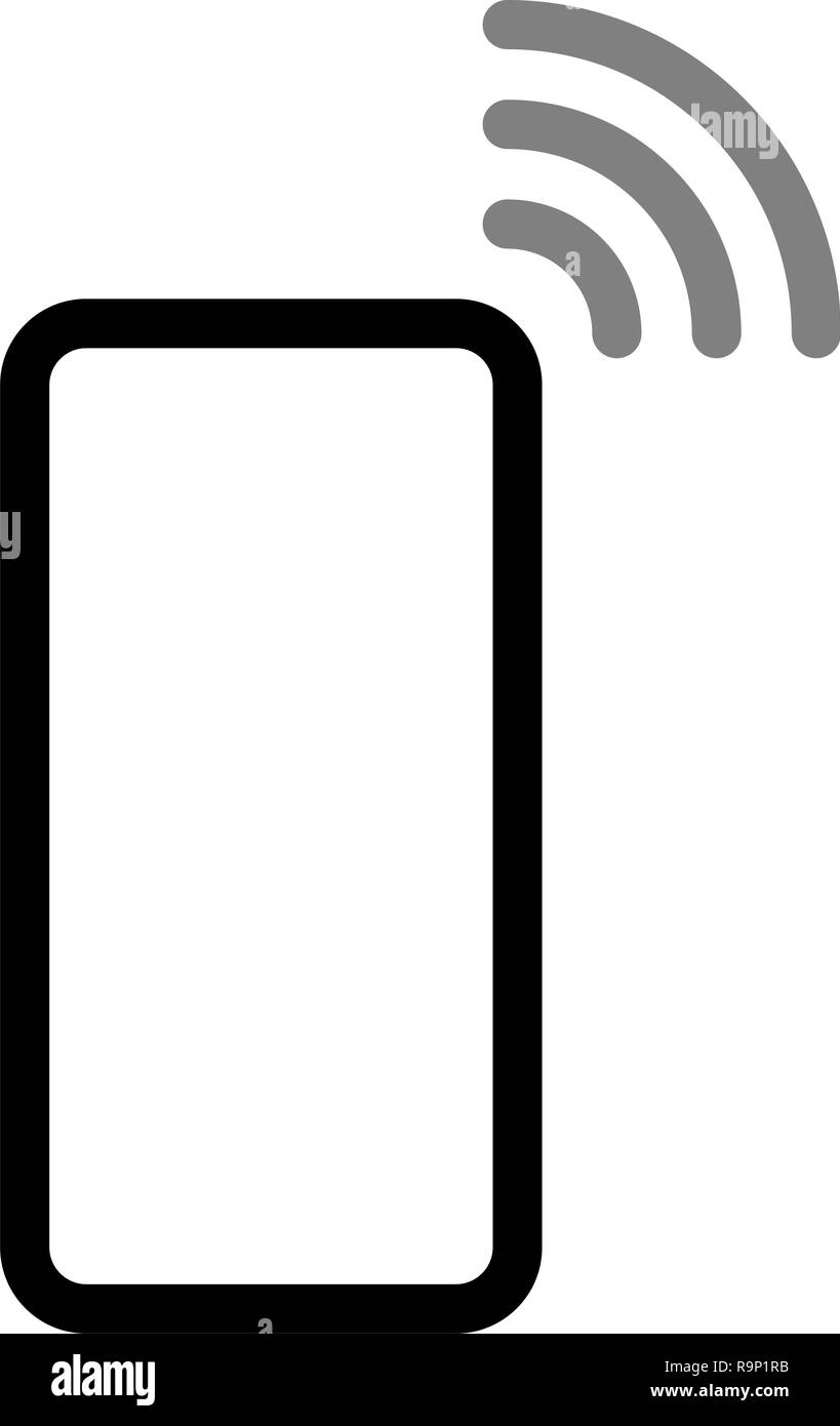 Smartphone with waves symbol icon - black gray simple flat - vector ...