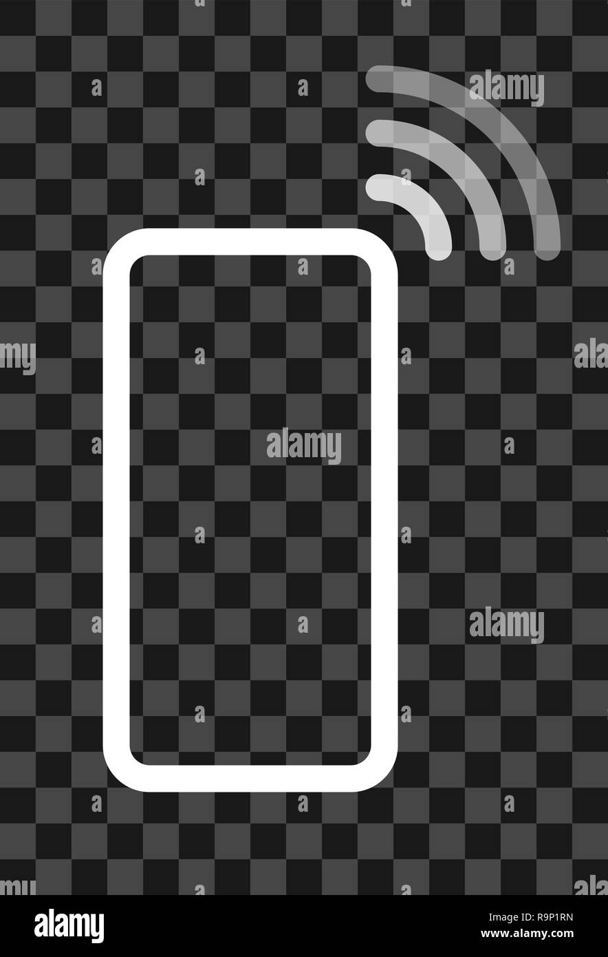 Smartphone with waves symbol icon - white transparent simple flat - vector illustration Stock ...