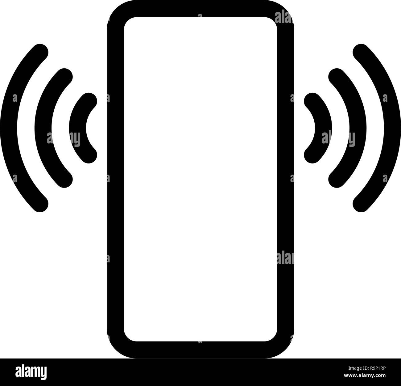 Smartphone with waves symbol icon - black simple flat - vector ...