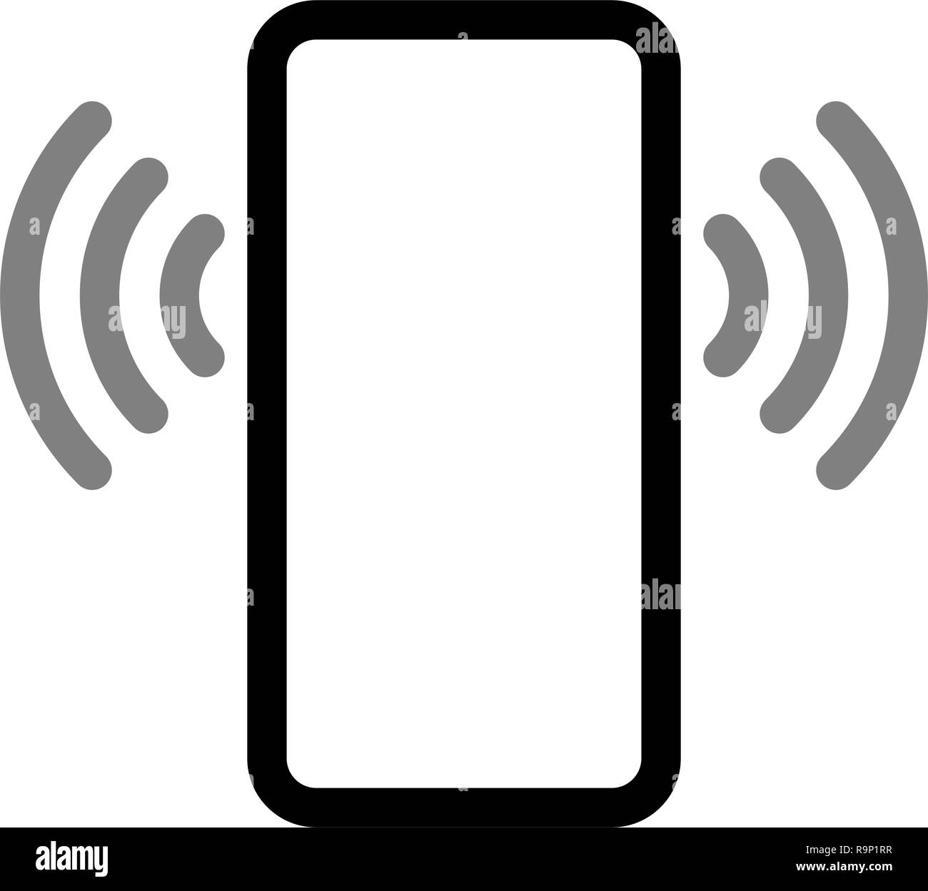 Smartphone with waves symbol icon - black gray simple flat - vector illustration Stock Vector ...