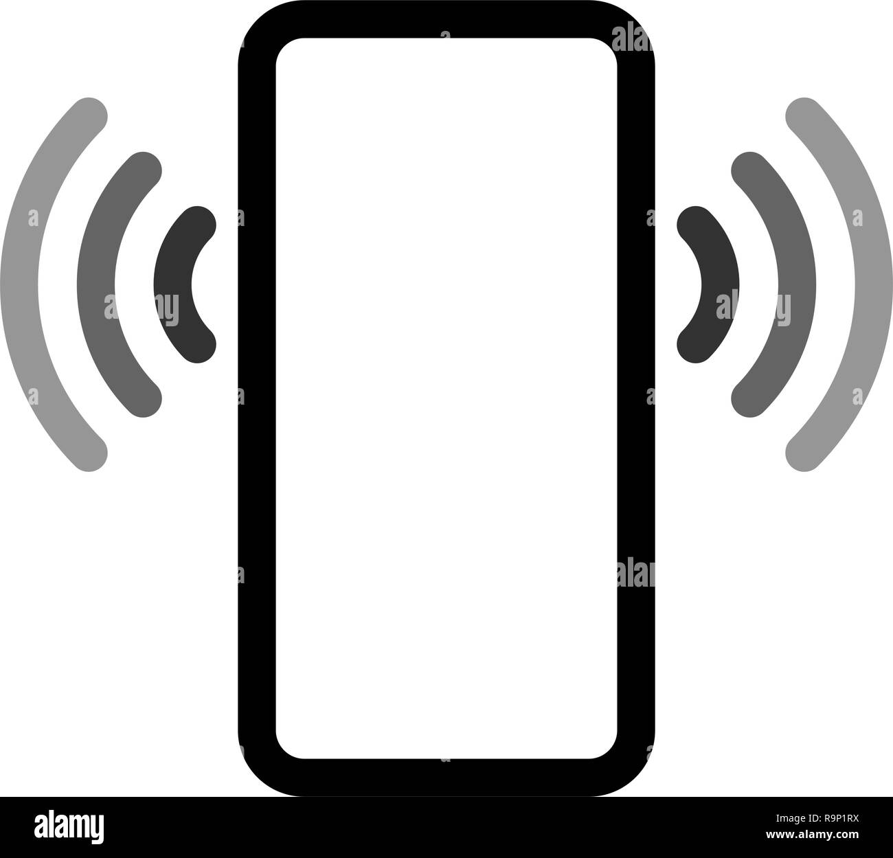 Smartphone with waves symbol icon - black gray simple flat - vector ...