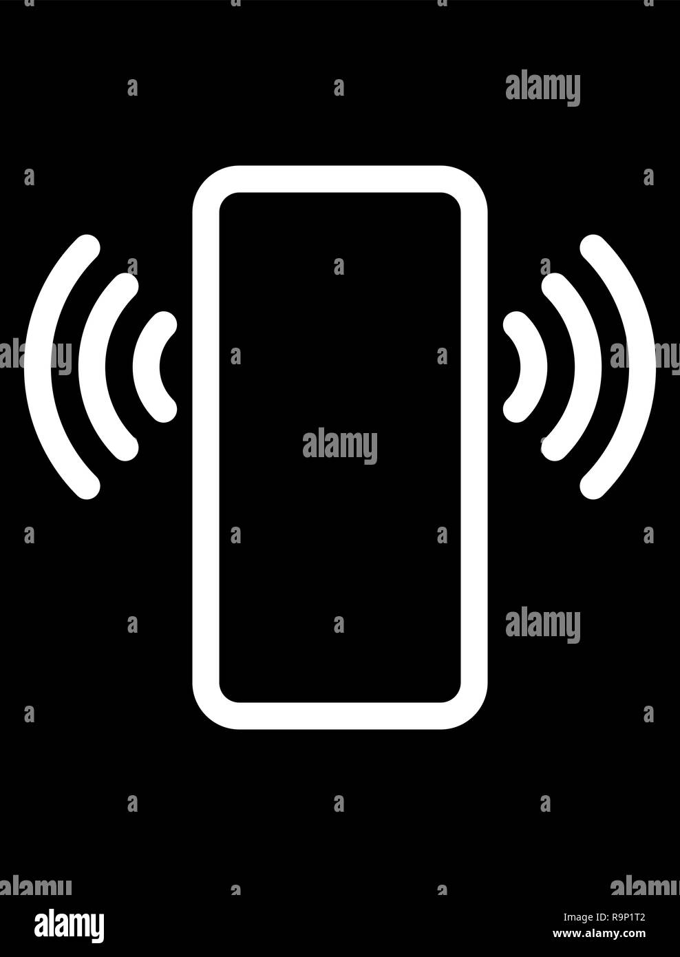 Smartphone with waves symbol icon - white simple flat - vector illustration Stock Vector Image ...