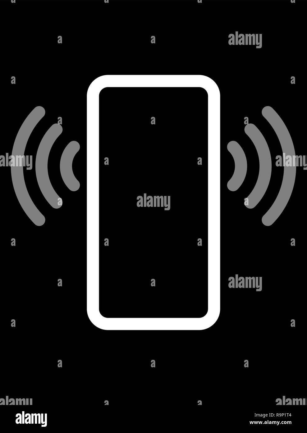 Smartphone with waves symbol icon - white gray simple flat - vector ...