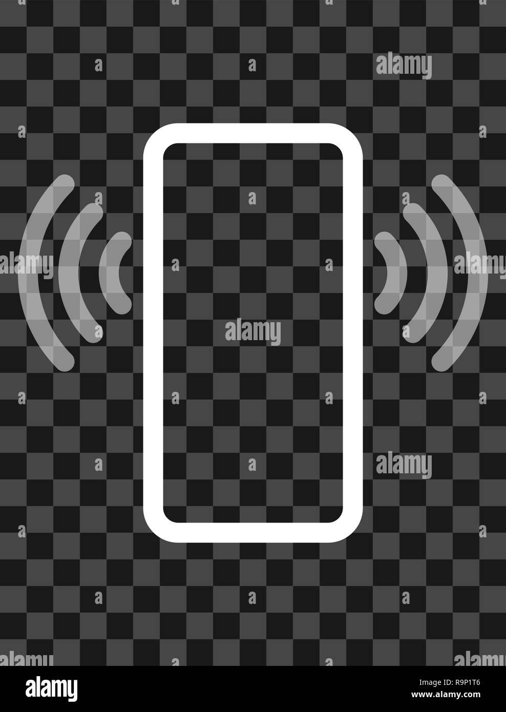 Smartphone with waves symbol icon - white transparent simple flat - vector illustration Stock ...