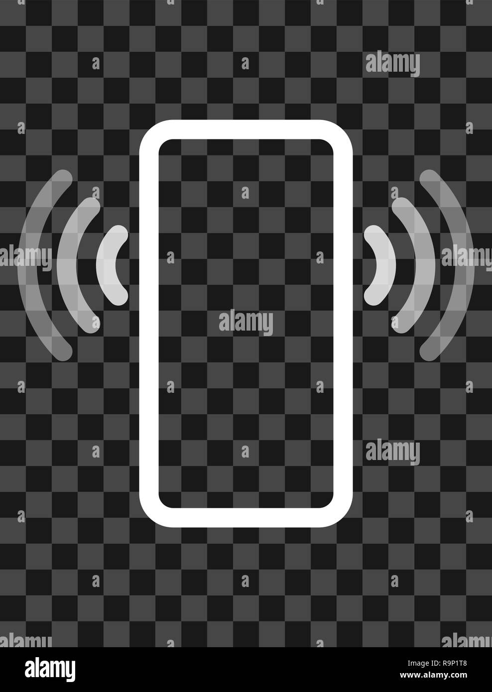 Smartphone with waves symbol icon - white transparent simple flat ...