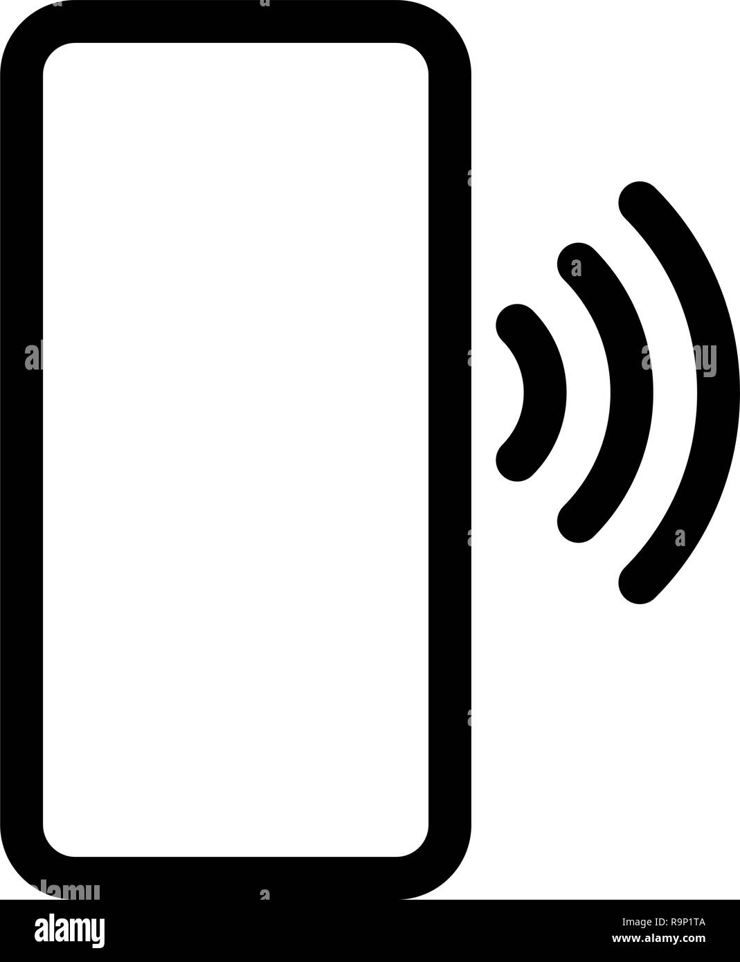 Smartphone with waves symbol icon - black simple flat - vector illustration Stock Vector Image ...