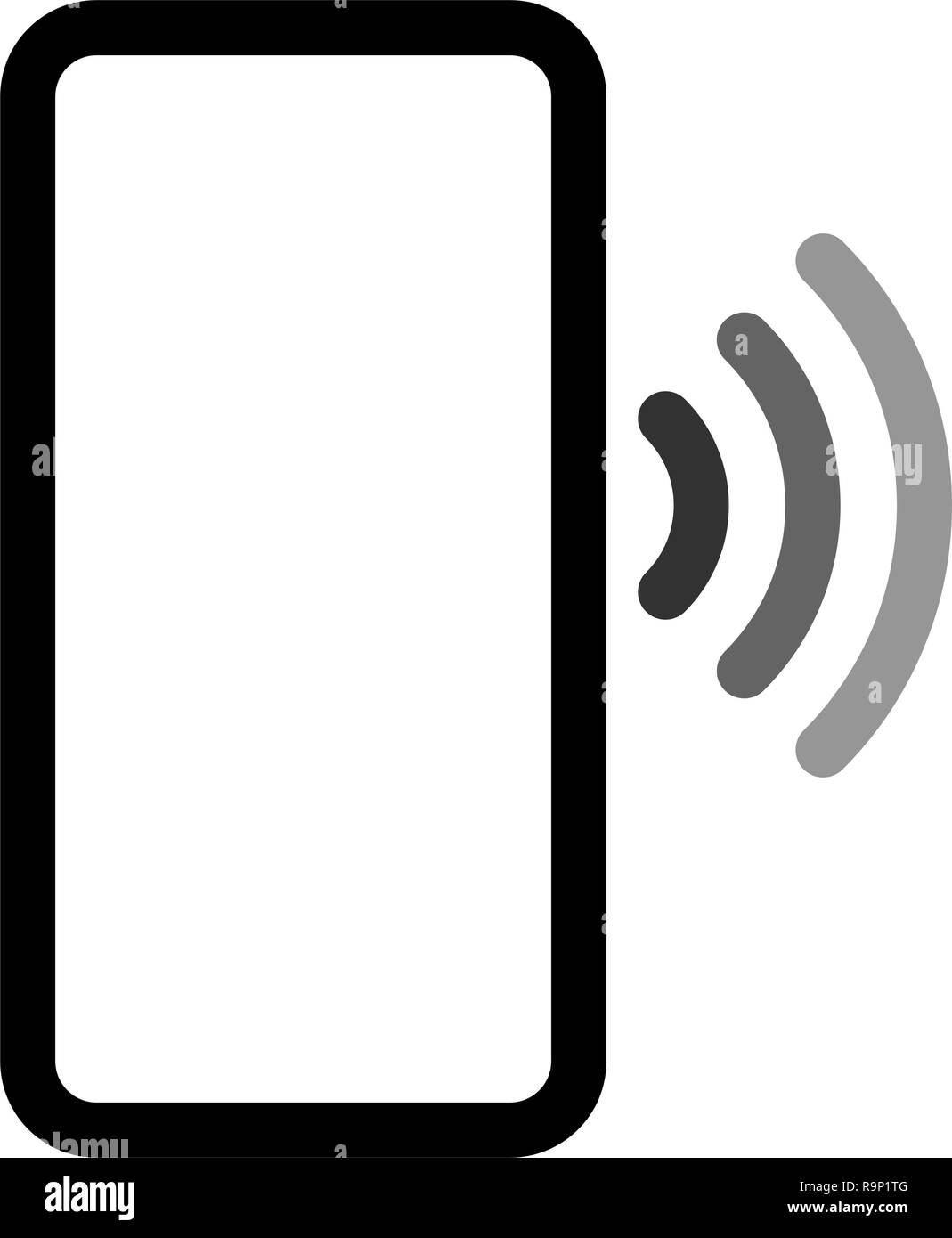 Smartphone with waves symbol icon - black gray simple flat - vector ...