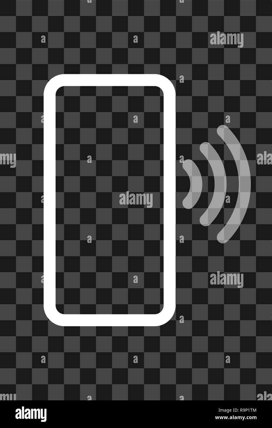 Smartphone with waves symbol icon - white transparent simple flat - vector illustration Stock ...